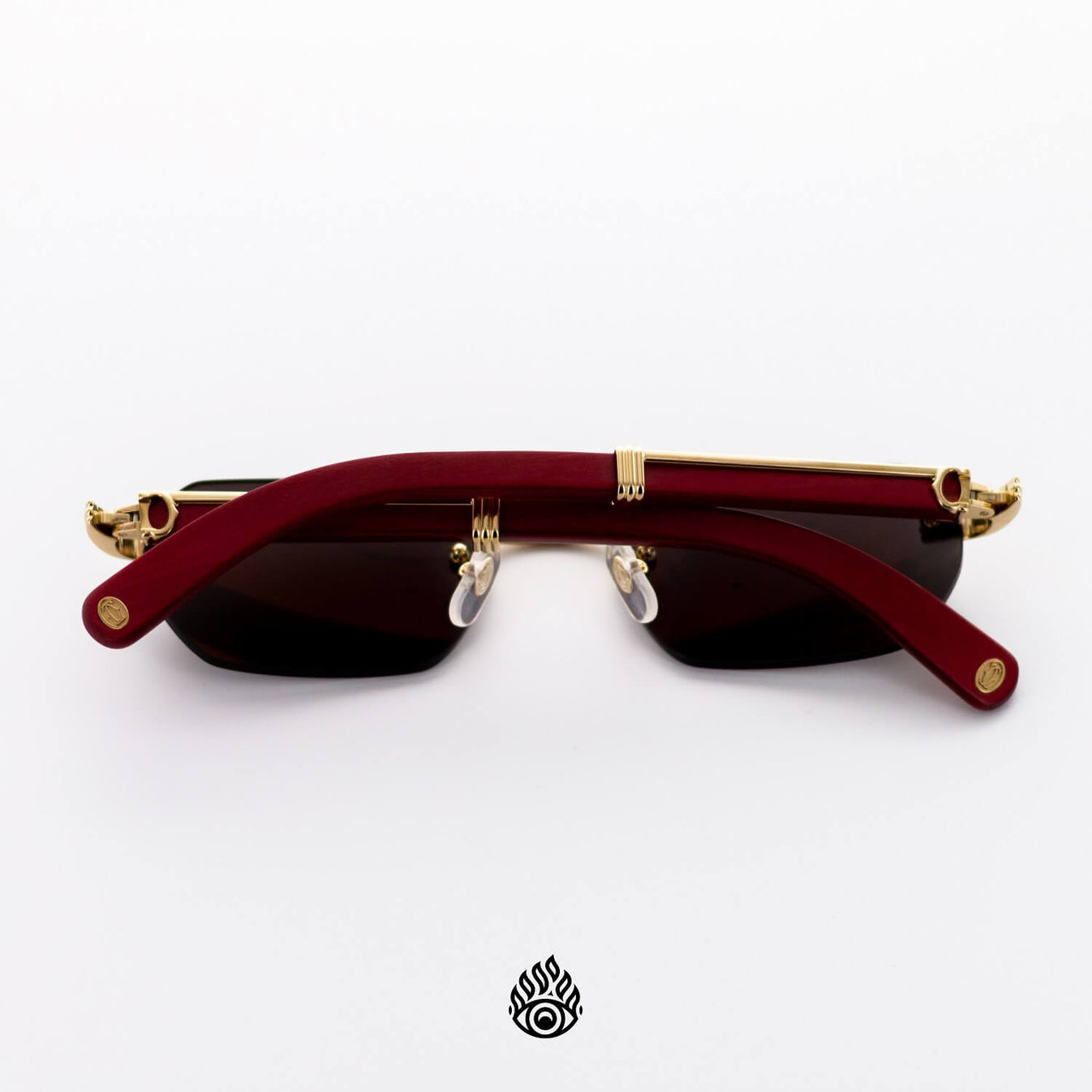 Cartier Bagatelle Red Wood Glasses, Gold C Decor, Black Lens – All Eyes ...