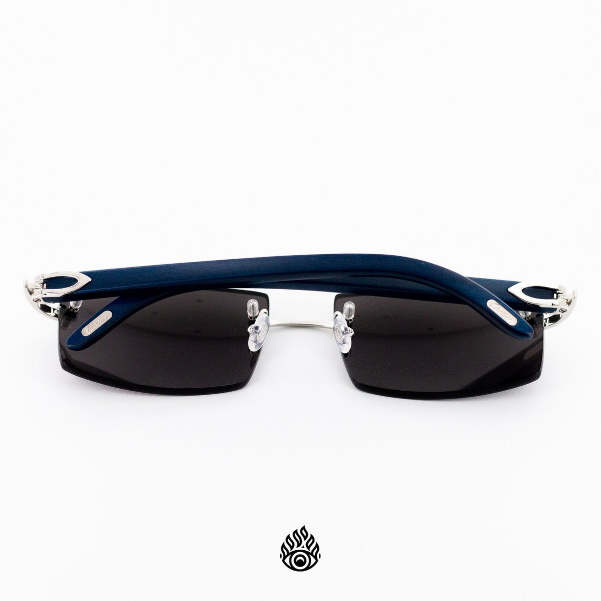 Cartier Blue Wood Glasses with Platinum C Decor and Black Lens CT0052O ...